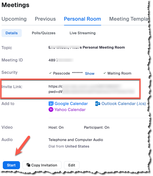 CCCDZoom Personal Room – OCC Canvas Support