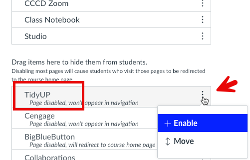 Using TidyUP – OCC Canvas Support