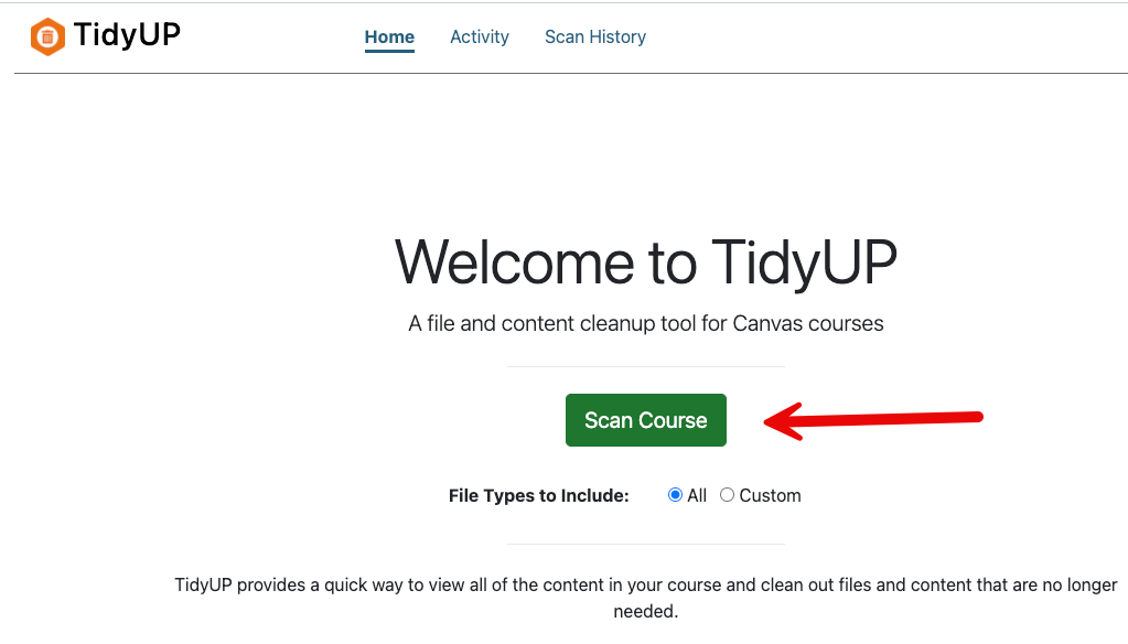 Using TidyUP – OCC Canvas Support